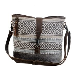 myra bag identity shoulder bag upcycled cotton & hair leather s-3065