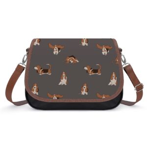 funnystar basset hound dog women's crossbody bag messenger handbags purse with adjustable shoulder strap