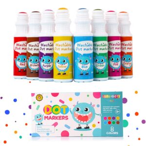 jornerdn dot markers for toddlers kids, 8 colors (jumbo 60ml / 2 oz) water-based non-toxic bingo daubers, fun preschool crafts art supplies plus 580 pages activity e-book