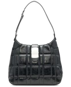 calvin klein frankie shoulder bag, black quilted grid