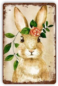 flower art lovers wall decor signs baby kleidung weant bunny with flowers farm garden bar cafe kitchen home room wall decor art tin signs 8 x 12 inch