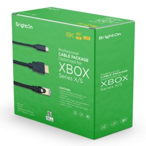 brighton optimized cable package compatible with xbox series x/s | 8k hdmi 2.1 hdr black cable 8k@60hz/4k@120hz | cat 7 super high speed ethernet cable | fast charge (usb a to usb c) (2 meter cables)