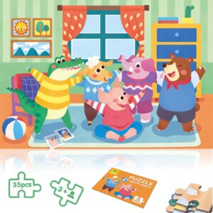 sophray happy party 35 piece toddler jigsaw puzzles, preschool educational puzzles travel toys for ages 2-4 3-5 boys girls, early learning montessori toy kids 3 4 5, size 10.2"x7.4"