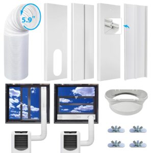 estoder portable ac window vent kit with 5.9 inch exhaust hose (78.7inch length), adjustable window seal for portable air conditioner, universal 3x21.7” ac seal plate with coupler for sliding windows