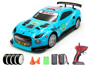 volantexrc racent rc drift car - 1:14 scale 4wd 15mph fasr remote control toy with drifting & racing tires, 2 rechargeable batteries, gifts for boys kids adults (blue)