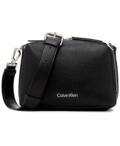 calvin klein brenda top zip crossbody, black/silver