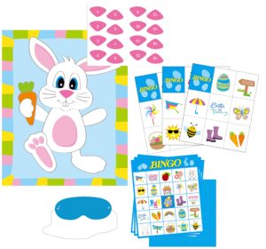 iconikal easter bingo and pin the nose on the bunny game set 32 player