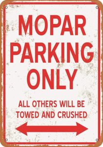 hkdsgf metal tin sign, mopar parking only vintage wall plaque man cave poster decorative sign home decor for indoor outdoor birthday gift 8x12 inch