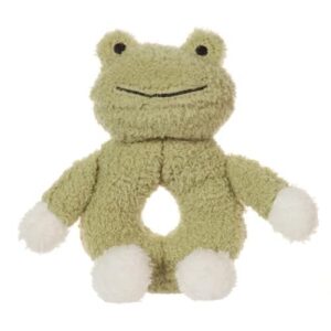 apricot lamb baby frog soft rattle toy, plush stuffed animal for newborn soft over 0 months (frog, 6 inches)