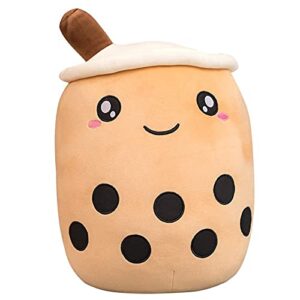 vhyhcy cute stuffed boba plush bubble tea food milk cup plushie pillow , soft kawaii hugging plush toys gifts for kids(brown, 9.4 inch)