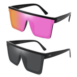 showy sky oversized square sunglasses for women men large trendy flat top shades big uv protection black shield