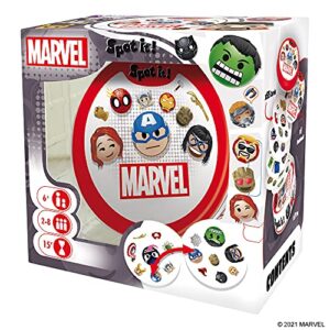 zygomatic spot it! marvel emojis - marvel super heroes family card game for superhero fun! fast-paced matching game for kids and adults, ages 6+, 2-8 players, 15 minute playtime, made