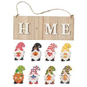 gnome sign interchangeable welcome sign home door sign wooden door hanger ornaments home sign rustic farmhouse with interchangeable holiday pieces for housewarming garden decor