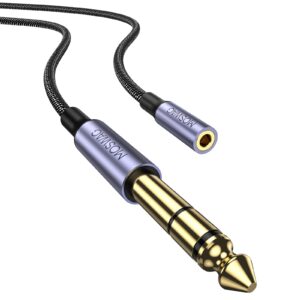 moswag 6.35mm 1/4 inch to 3.5mm 1/8 inch headphone jack adapter 3.28ft/1meter,1/8 female to 1/4 male extension cable,3.5 to 6.35 audio cable for mixer guitar piano amplifier speaker and more