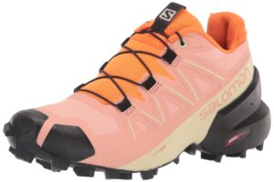 salomon speedcross 5 trail running shoes for women, blooming dahlia/black/vibrant orange, 10.5