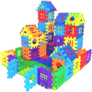 kutoi building blocks – 100-piece kids builders blocks set with storage bag – interlocking building blocks for toddlers and kids – fun and educational toy building set for skill development