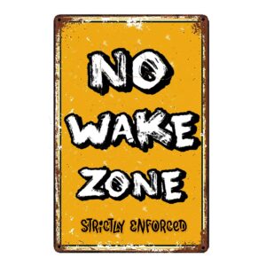 metal tin sign no wake zone background vector illustration-retro home kitchen office garden garage wall decor