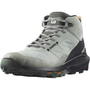 salomon men's outpulse mid gore-tex hiking boots for men, wrought iron/black/vibrant orange, 9.5