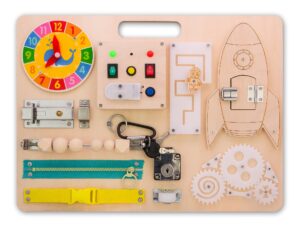 blevla busy board for toddlers 1-3 wooden sensory board baby activity board montessori busy board light switch toy kid's educational toys