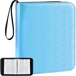 trading card binder holder for pm cards, 432 pockets football baseball cards album case collector book with sleeves compatible with pm tcg for mtg for c.a.h, sports cards storage folder - blue