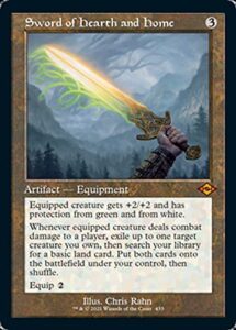 magic: the gathering - sword of hearth and home (433) - retro frame - modern horizons 2