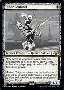 magic: the gathering - esper sentinel (328) - showcase (sketch art) - modern horizons 2