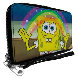 buckle-down women's pu zip around wallet rectangle-spongebob squarepants, 7.5"x4.5"