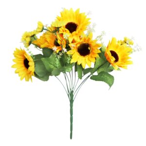 levana.m artificial sunflowers bouquet with stems silk sunflowers fake yellow flowers for wedding diy garden craft art home decor birthday party outdoor decor