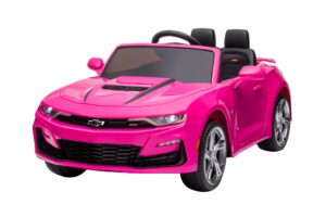 dakott kids ride on sports car, 12v battery powered chevy camaro w/parent remote control, bluetooth, horn, music & headlights taillights for 3-6 years