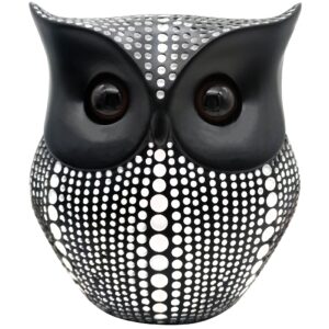 howfield resin owl statue home decor - black owl sculpture, bird statue, small accents for bedroom, office, garden, bookshelf, tv stand figurines(black)