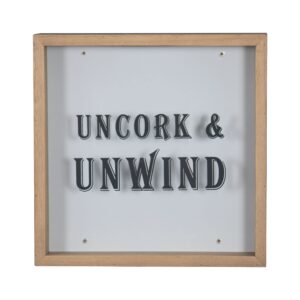 foreside home & garden uncork & unwind wooden cork holder shadow box, brown