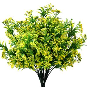 bsnow artificial plants greenery 8 bundles outdoor fake grasses for decoration uv resistant no fade faux plastic plants garden porch window box décor (c yellow)