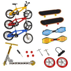 nsvjvy 18 pieces mini finger toys skatepark set finger skateboards finger bikes scooter tiny swing board fingertip movement favors replacement accessories (size:18pcs)