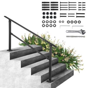 vevor handrail for outdoor steps, 4-5 steps outdoor handrail, adjustable metal staircase handrail, thickened stair railings for porch railing, deck handrail