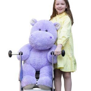 beniny giant humongous hippo stuffed animals 36", oversized hippo plush, soft hug cute jumbo hippo toy plush gift for kid, purple