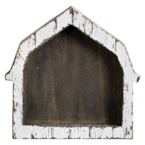 foreside home & garden white rustic antique wood barn shaped decorative storage trinket tray