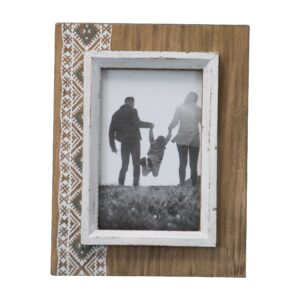 foreside home & garden white southwest motif 4x6 inch wood decorative picture frame