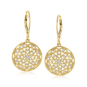 ross-simons 0.10 ct. t.w. diamond circle drop earrings in 18kt gold over sterling