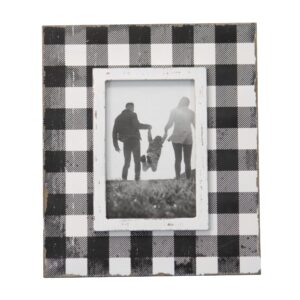 foreside home & garden white buffalo plaid 4x6 inch wood decorative picture frame