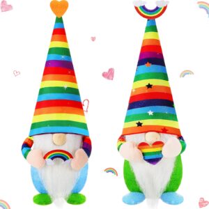 2 pieces large rainbow gnome decoration nisse pride gnome ornaments gnome rainbow plush decor felt gnome tiered tray ornaments scandinavian tomte gnome sign for christmas home farmhouse decoration