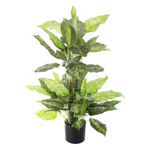 pure garden artificial dieffenbachia floor plant - 40-inch potted faux greenery for home or office decoration - natural looking polyester leaves