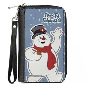 buckle-down women's pu zip around wallet rectangle-frosty the snowman, 7.5"x4.5"