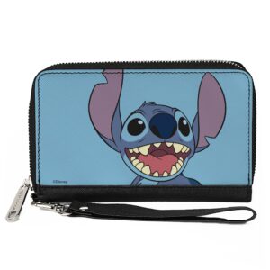 buckle-down women's pu zip around wallet rectangle-lilo & stitch, 7.5"x4.5"