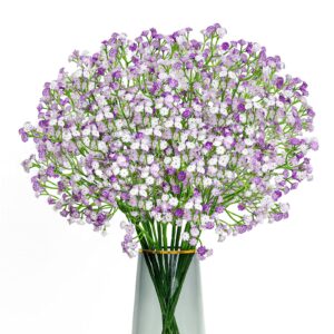 hawesome 10 pcs babys breath artificial flowers gypsophila real touch flowers fake bouquet home wedding garden diy decor(purple)