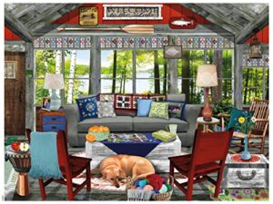 ceaco - tracy flickinger - lake cabin - oversized 300 piece jigsaw puzzle, 24 x 18