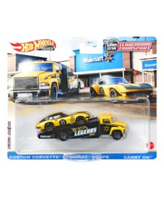 hot wheels legends team transporter custom corvette stingray coupe & carry on