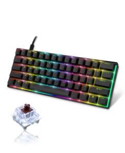 vimukun 60% mechanical gaming keyboard,rgb backlit wired ultra-compact mini keyboard, waterproof 61 keys keyboard with brown switch for windows laptop/pc/mac