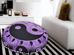 my dream carts 32" floor cushion “cover only” round yin yang boho mandala bedroom bohemian throw seating big pillows for yoga balcony garden party home decor purple (32” pillow cover, without insert)