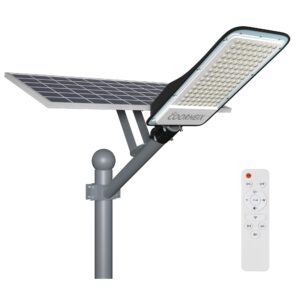 coorheix solar street light,solar lamp outdoor security led flood lights pole light dusk to dawn remote control with motion sensor 43000 lumens for parking lot,stadium,pathway,yard,roadway