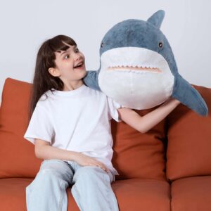 morismos giant stuffed animal shark plush, shark stuffed animal large, soft shark pillow stuffed toy for kids, 32in